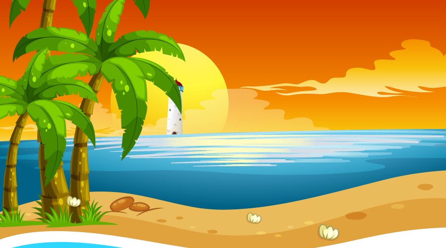 Beach and ocean Royalty Free Vector Image - VectorStock