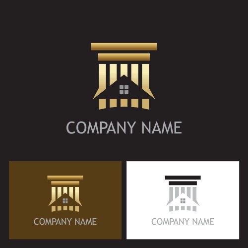 Home location gps gold logo Royalty Free Vector Image