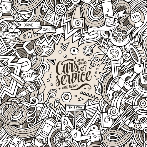 Cartoon cute doodles vehicle frame Royalty Free Vector Image