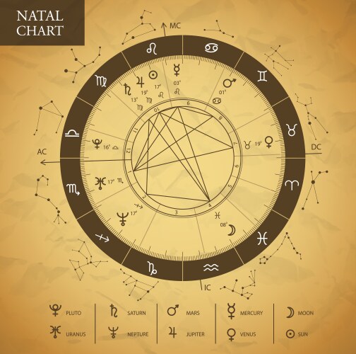 Witchcraft astrology wheel with zodiac signs Vector Image