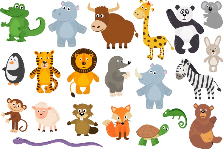 Cartoon animals collection set Royalty Free Vector Image