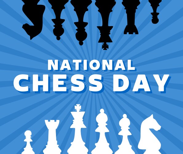 Happy national chess day with pieces Royalty Free Vector