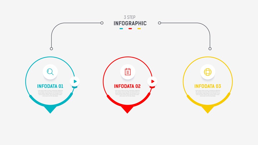 Three step infographic label design template Vector Image