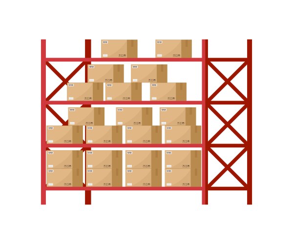 Cartoon warehouse shelves with cargo boxes Vector Image
