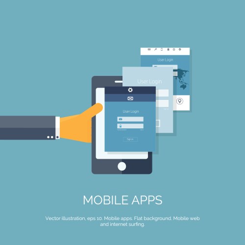 Mobile app development using versatile frameworks Vector Image