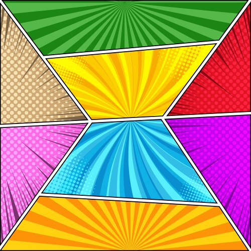 Cartoon comic backgrounds set comics book Vector Image