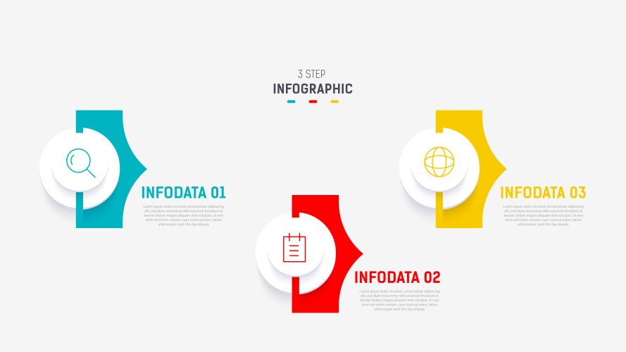 Three step infographic label design template Vector Image
