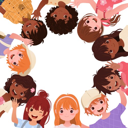 Banner with multiracial cartoon kids Royalty Free Vector