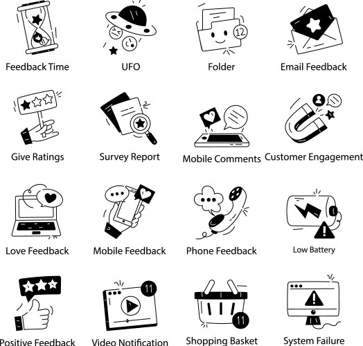 Bundle of linear style feedback icons Royalty Free Vector