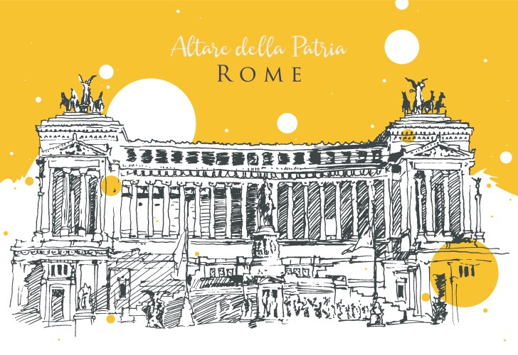 Drawing sketch pantheon rome Royalty Free Vector Image