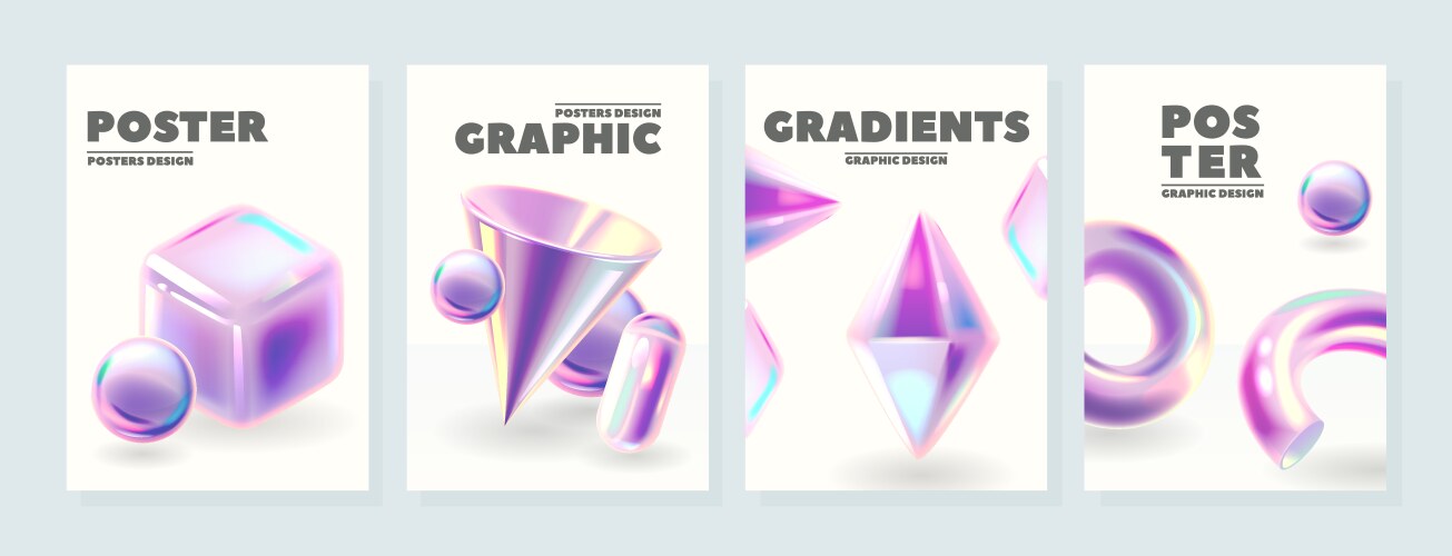 Dynamic banners showcase holographic Royalty Free Vector