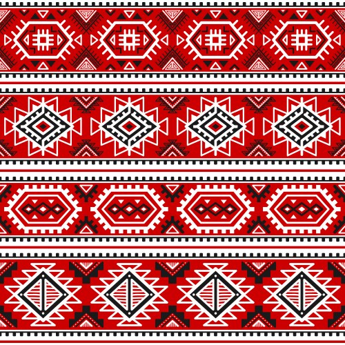 Ethnic seamless pattern with black white red color