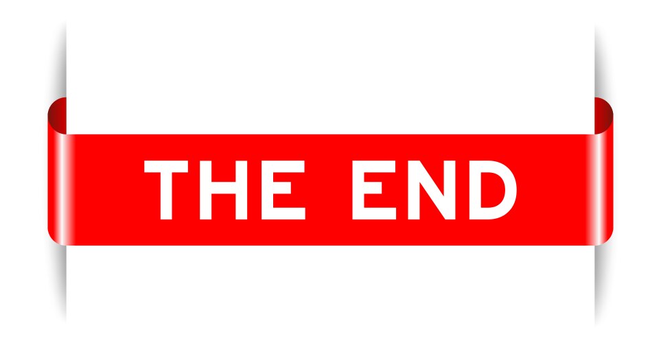 Blue color speech banner with word the end Vector Image