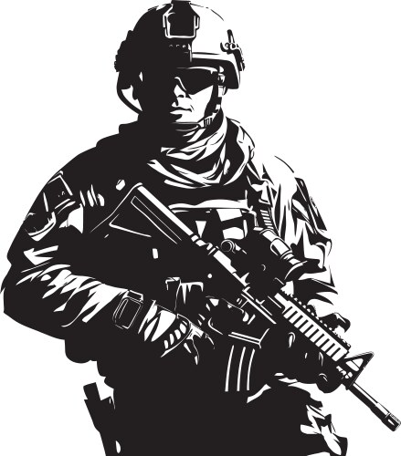 Battlefield precision elegant soldier holding gun Vector Image