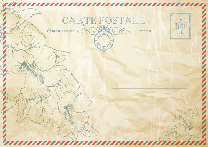 Vintage grunge blank postcard Royalty Free Vector Image