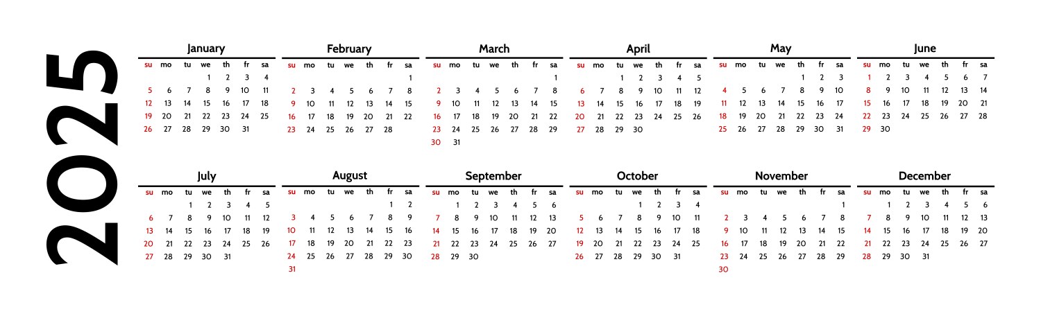Calendar for 2025 isolated on a white background Vector Image