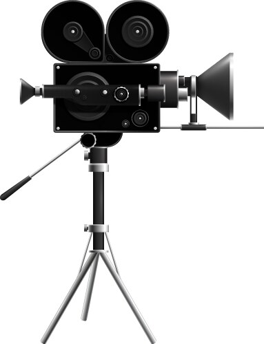 Cinema movie camera side view template Royalty Free Vector