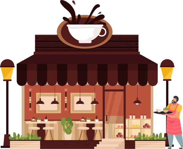 Restaurants and shops facade storefront Royalty Free Vector