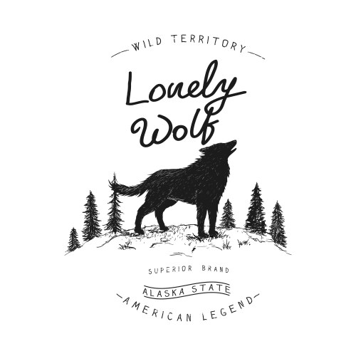 Graphic label with forest Royalty Free Vector Image