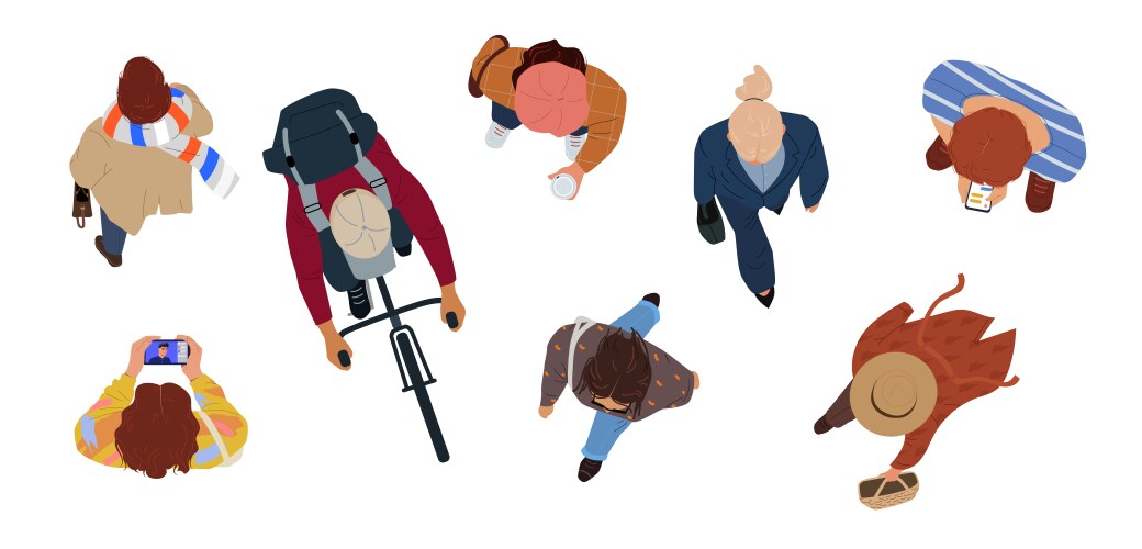 People Walking Top View Vector Images (over 540)