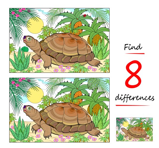 Find 8 differences logic puzzle game for children Vector Image