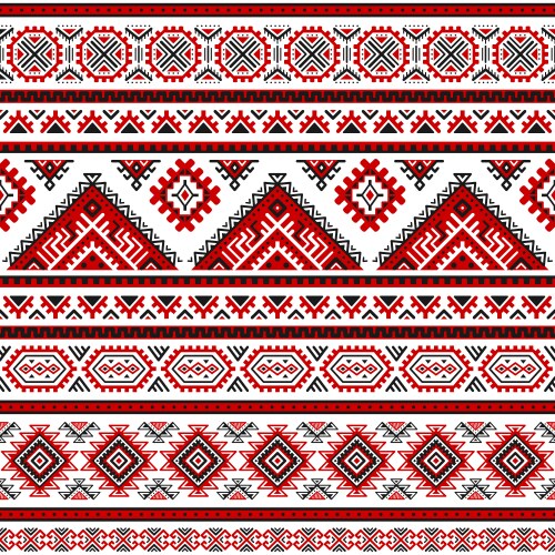 Ethnic seamless pattern with black white red color