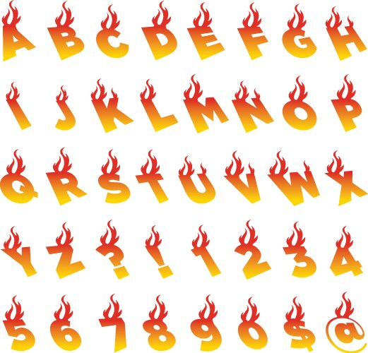 Flaming numbers set Royalty Free Vector Image - VectorStock