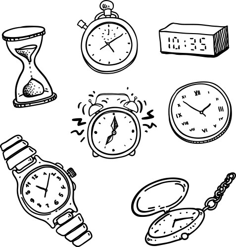 Watches and clock icons set Royalty Free Vector Image
