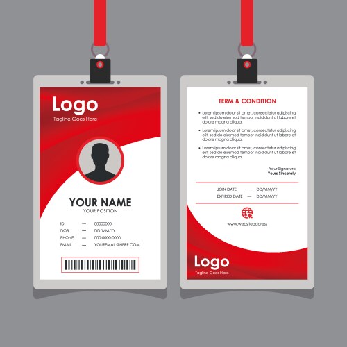 Elegant red and white id card design template Vector Image