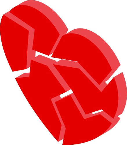 Red broken heart representing sadness Royalty Free Vector