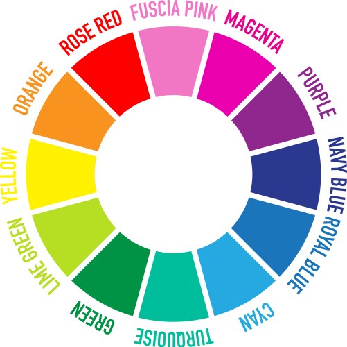 24 parts color wheel with numbers cmyk amount Vector Image