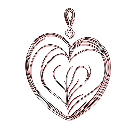 Heart shaped locket outline sketch red Royalty Free Vector