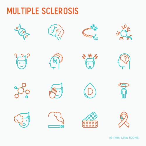 Multiple sclerosis ms symptoms information Vector Image
