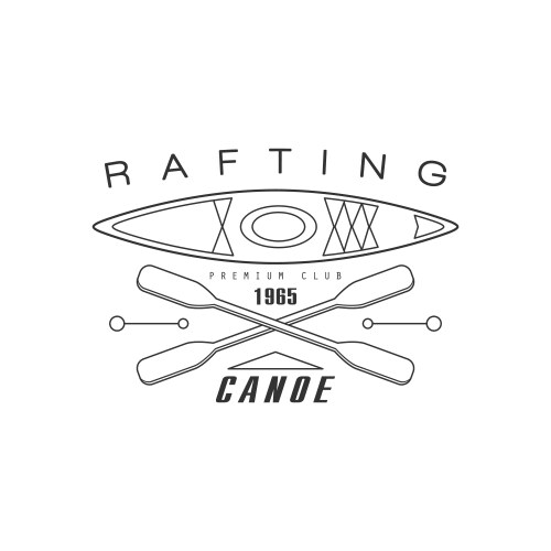 Canoe camp black and white emblem design Vector Image