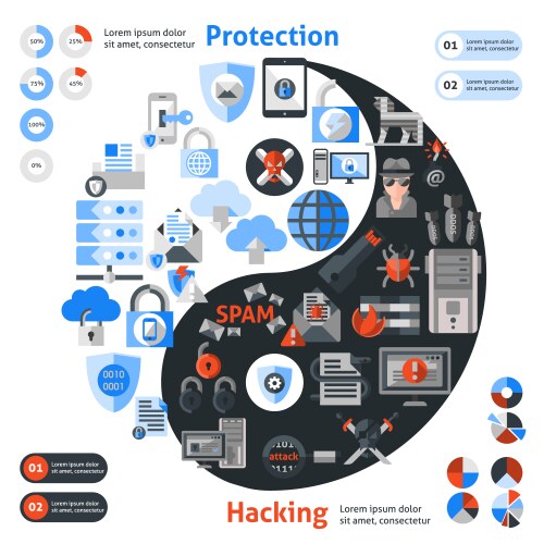 Hacking infographic concept Royalty Free Vector Image
