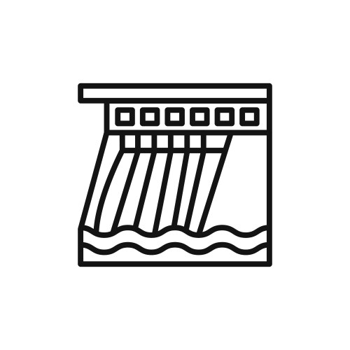Hydroelectric dam icon black and white outline Vector Image