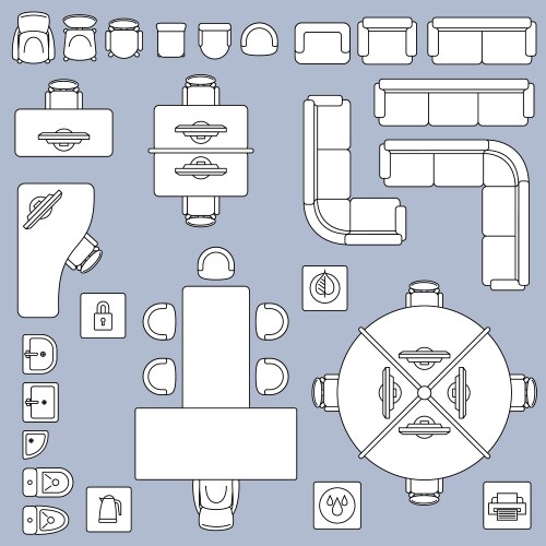 Furniture Plan View Vector Images (over 4,200)
