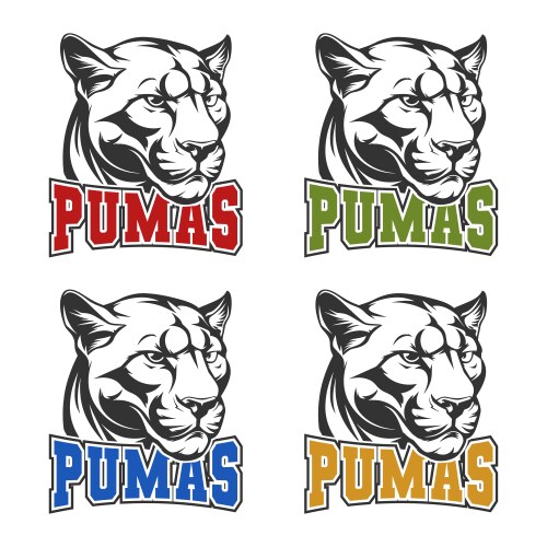 Pumas clip art design mascot Royalty Free Vector Image
