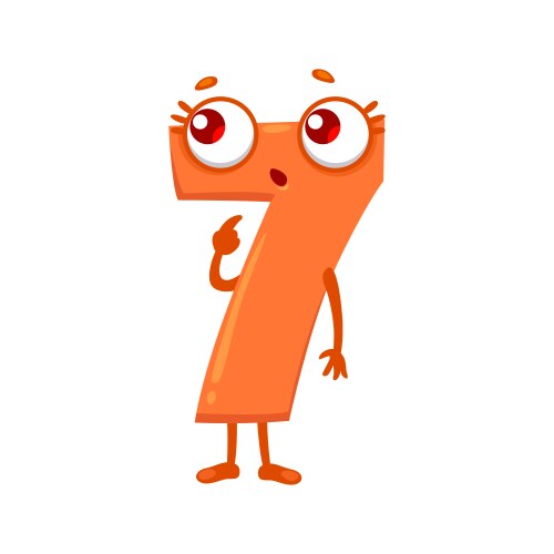 Cartoon groovy math number seven sheriff character