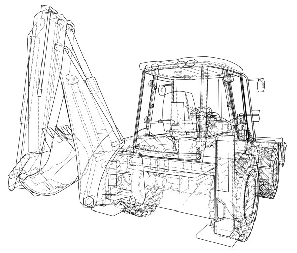 Loading Shovel Wireframe Sketch Royalty Free Vector Image