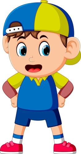 Cute boy cartoon good posing Royalty Free Vector Image