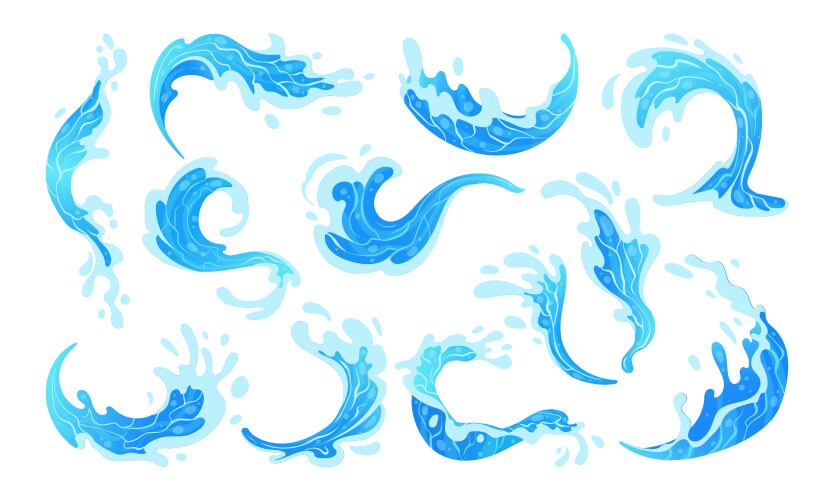 Cartoon water splash blue aqua splashing clean Vector Image