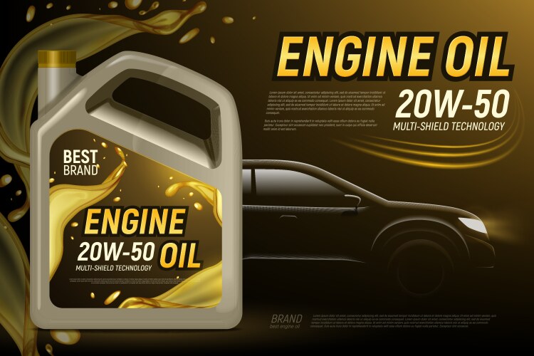 Engine oil advertisement background Royalty Free Vector
