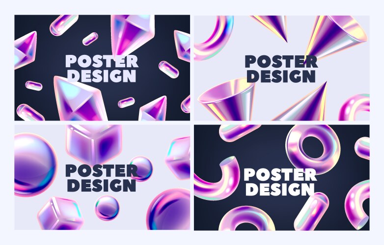 Dynamic holographic banners or posters Royalty Free Vector