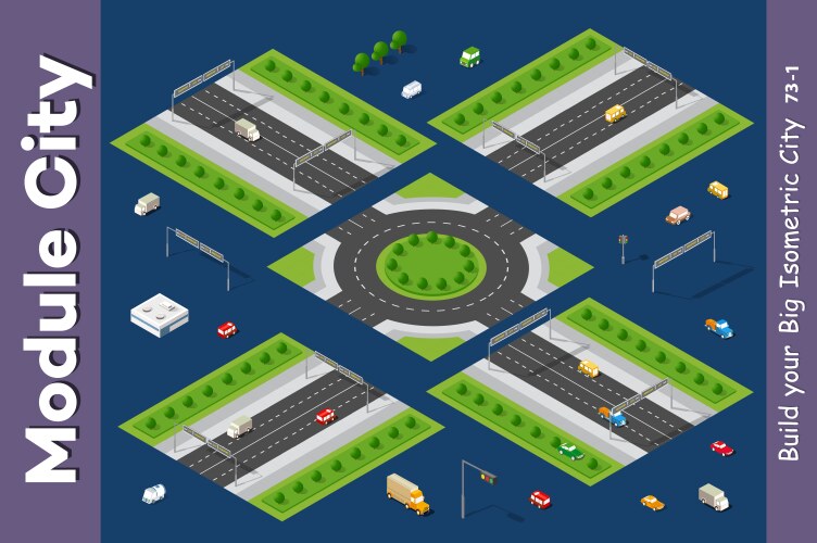 Highway junction top view road intersection Vector Image