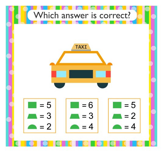 Math activity for kids find the correct answer Vector Image