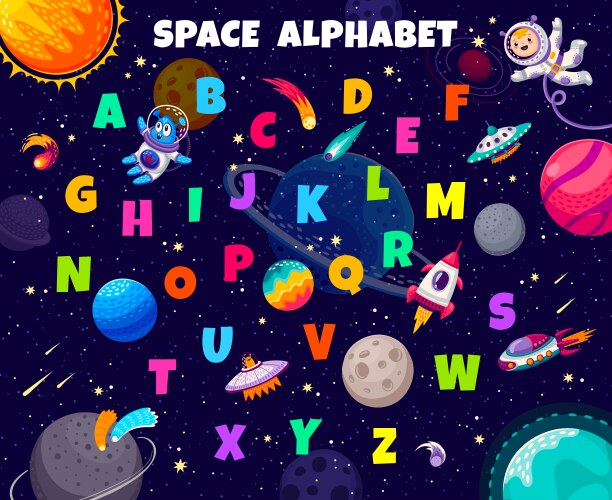Alien golden alphabet Royalty Free Vector Image