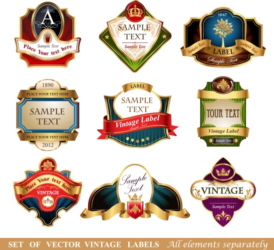 Gold framed labels Royalty Free Vector Image - VectorStock