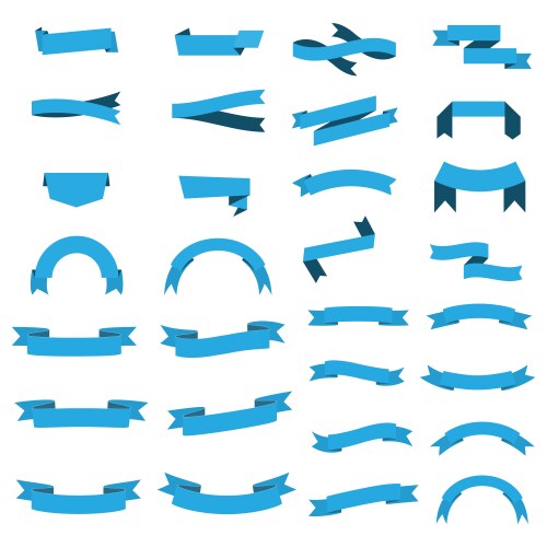 Set blue ribbons isolated on white background Vector Image