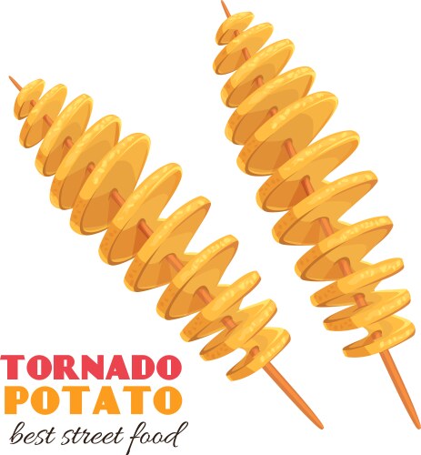 Spiral potato twist tornado potatoes on stick Vector Image